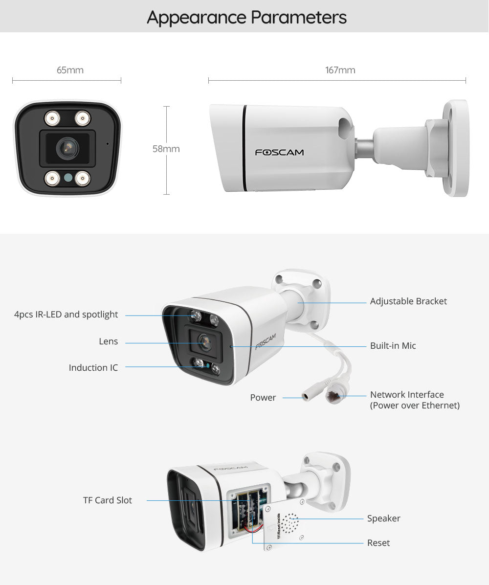 Foscam V5EP: 5MP QHD POE IP Bullet Camera for Safety
