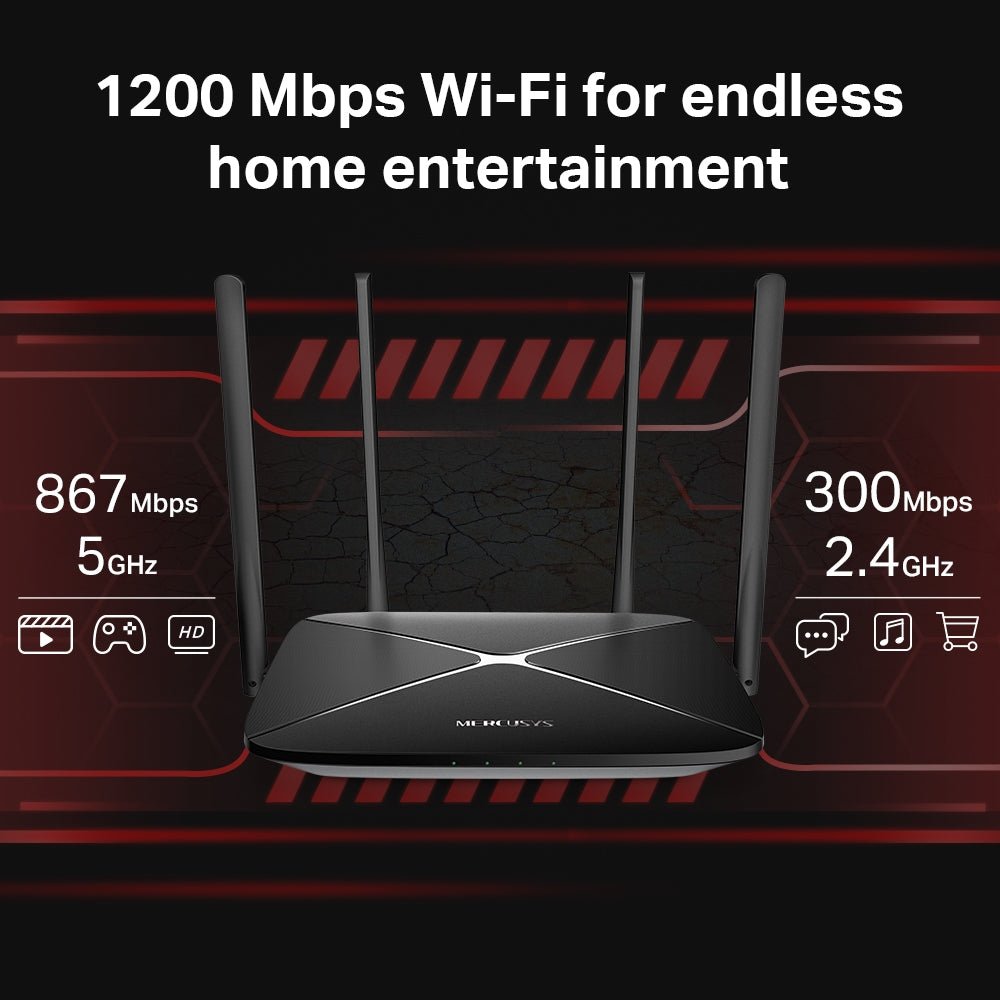 Mercusys AC12G: AC1200 Dual-Band Gigabit Wi-Fi Router – ACE Peripherals