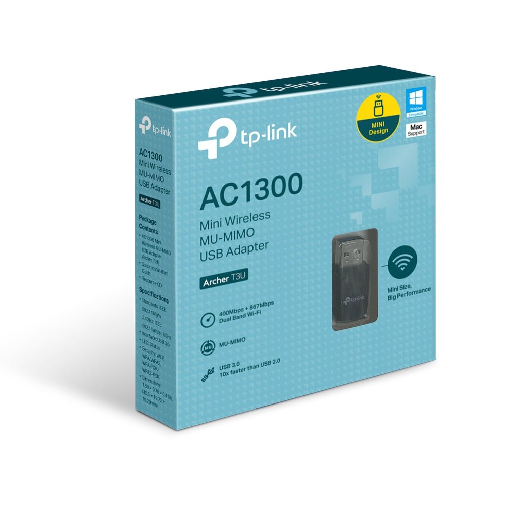 TP-Link T3U: AC1300 Mini Wi-Fi MU-MIMO USB Adapter – ACE Peripherals